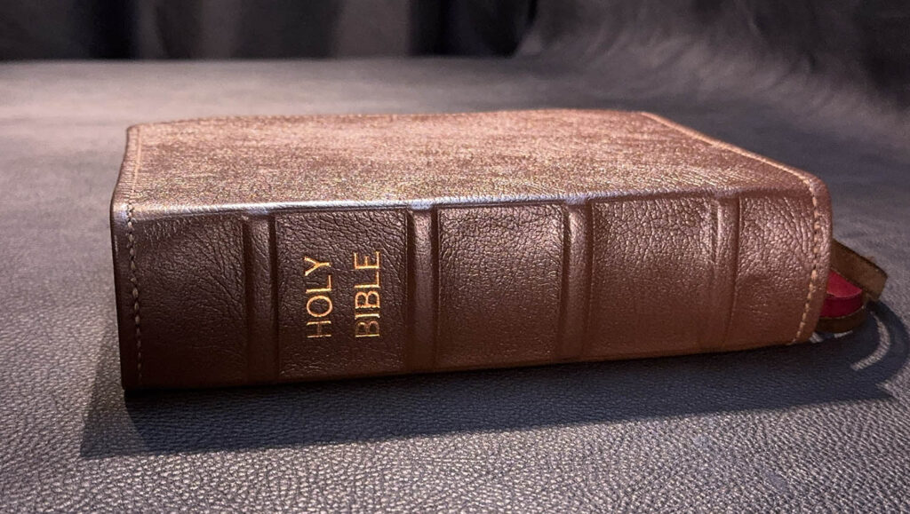 Interleaved Bible in pebbled pebbled brown goatskin leather with ...